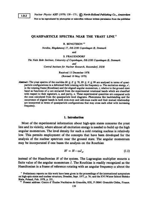 Pdf Quasiparticle Spectra Near The Yrast Line
