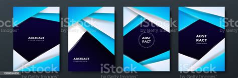 브로셔 플라이어 포스터 전단지 연례 보고서 책 표지 그래픽 디자인 레이아웃 템플릿 A4 크기에 대한 어두운 색상 배경에 파란색 흰색 추상 유기 곡선 파 모양세트 0명에 대한