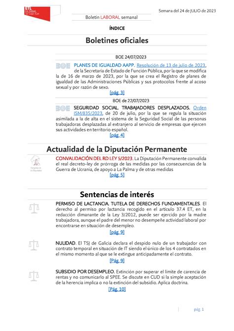 Boletín 28 07 2023 ETL Primera Lectura Ediciones