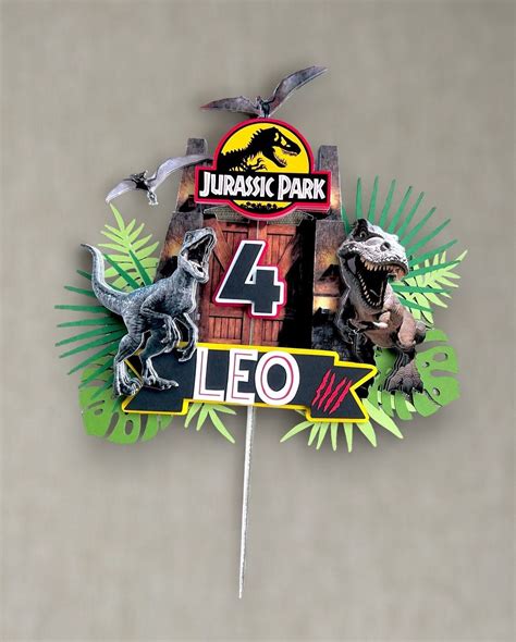 Jurassic Park Birthday Cake Topper 3d Etsy Canada Jurassic Park