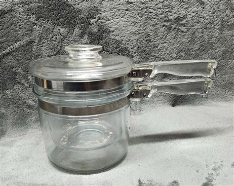 Vintage Pyrex Flameware Clear Glass Double Boiler 6283 2 Piece Etsy
