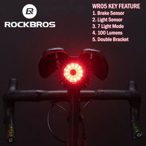 Jual Rockbros WR05 Lampu Belakang Sepeda Brake Sensor Light USB