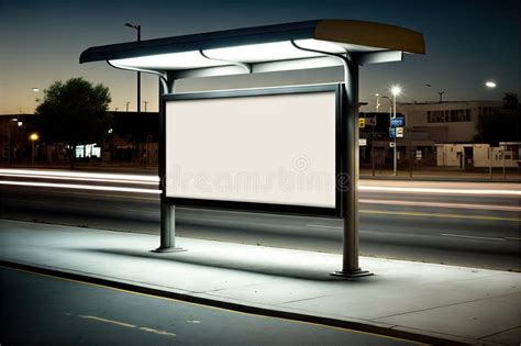 illuminated volumetric blank billboard mockup on evening city street