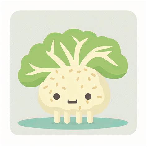 Premium Ai Image Celeriac Vegetable Cute Playful Flat Icon By
