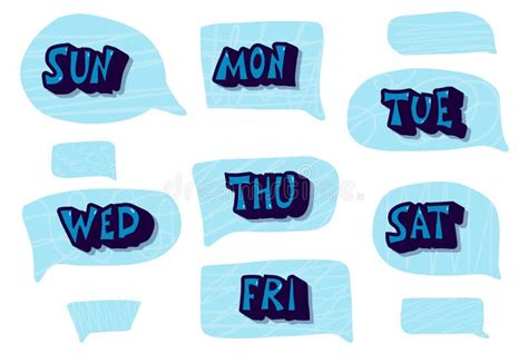Set Of Days Of The Week Vector Lettering Stock Vector Illustration