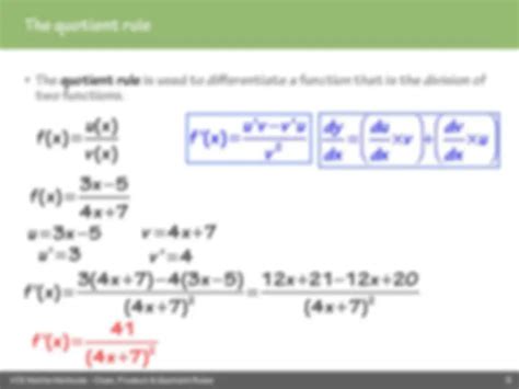 Chain Product And Quotient Rules Schemes And Mind Maps Mathematics Docsity