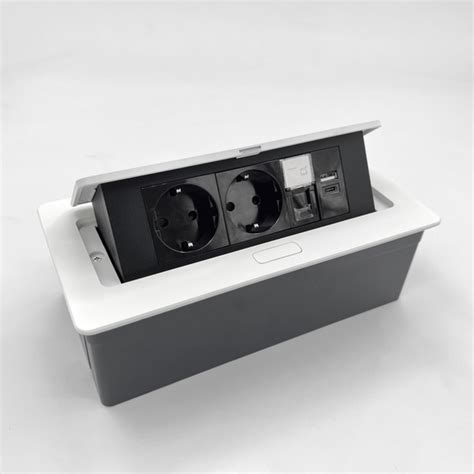 Розетка встраиваемая выдвижная в столешницу на 2 розетки Rj45 Usb и Type C белая купить по