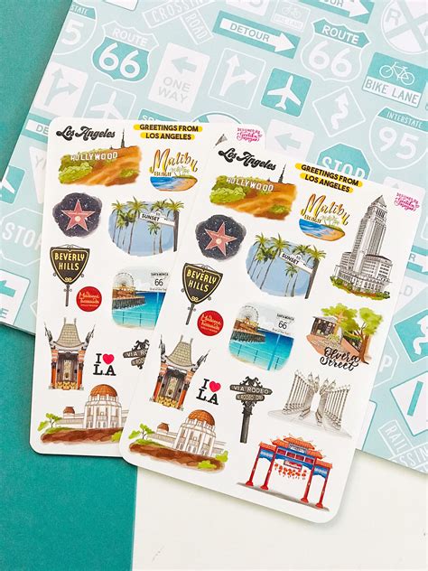 Los Angeles California Sticker Sheet Glossy Finish Etsy