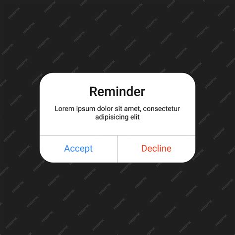Premium Vector Smartphone Screen Reminder Notification Interface Mockup Template Design With