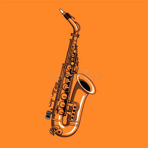 Flat Image Of Saxophone On Orange Background Simple Vector Image Of A Saxophone Digital