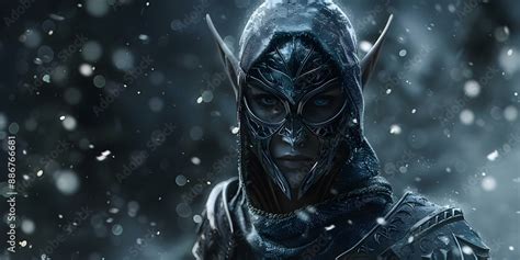 3d Rendering Of A Dark Elf Female Assassin In Metal Inlay Armor