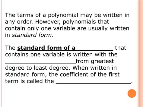 ppt understanding polynomials classification and degrees powerpoint
