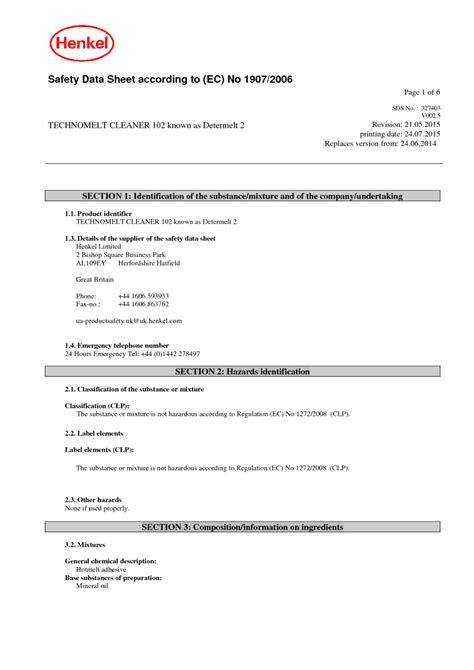 Technomelt Cleaner 102 Known As Determelt 2 Msds Download