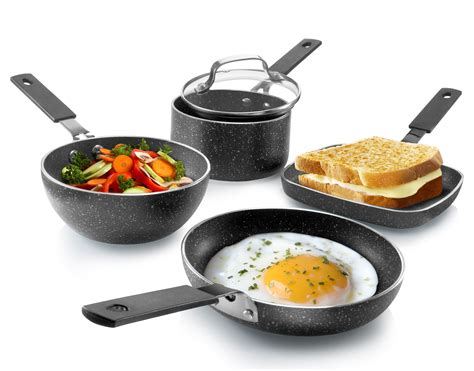 Granitestone Stackable 5 Piece Mini Nonstick Cookware Set With Rubber Grip Handles And Reviews