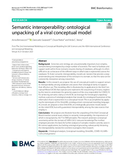 Pdf Semantic Interoperability Ontological Unpacking Of A Viral