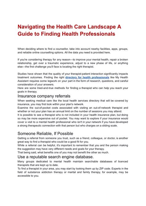 Navigating The Healthcare Landscape A Comprehensive Guide To Map