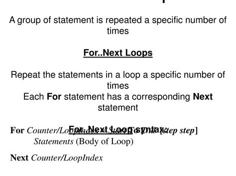 PPT For Counter LoopIndex Start To End Step Step Statements Body Of Loop PowerPoint