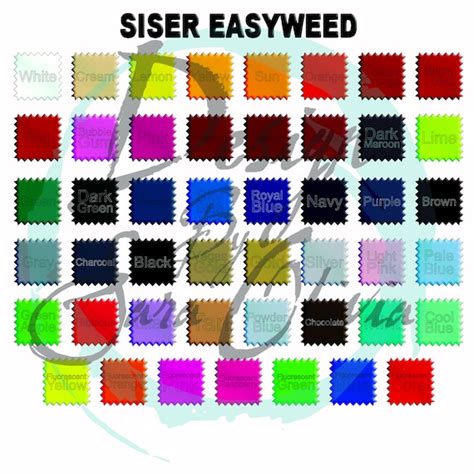Printable Siser Easyweed Color Chart