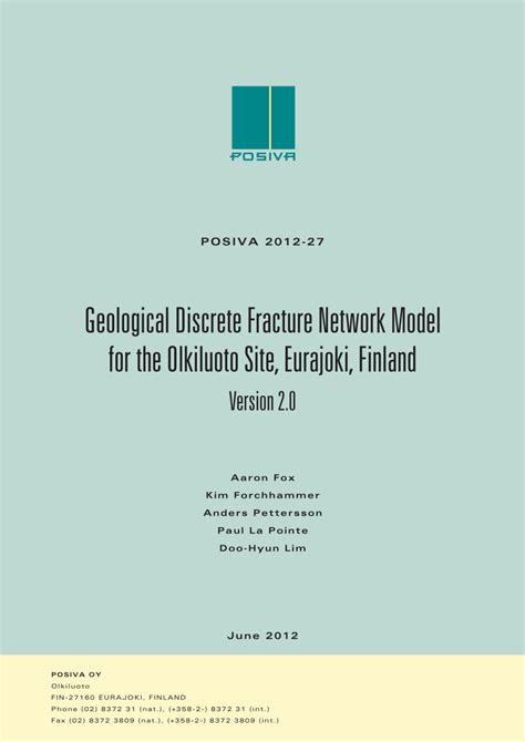 PDF Geological Discrete Fracture Network Model For The Olkiluoto Site