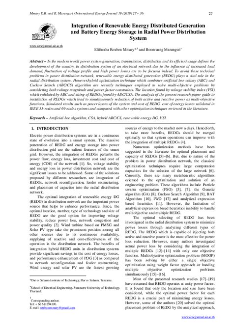 Pdf Integration Of Renewable Energy Distributed Generation And