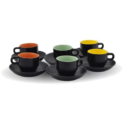 Set Café 6 Puestos 100 Ml Negro Colors Almacén Mau