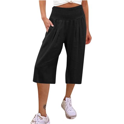 Zkccnuk Summer Plus Size Womens Plus Size Capris Womens Loose Wide Leg