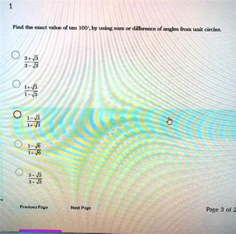 Video Solution Find The Exact Value Of Tan By Using The Sum