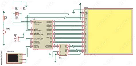 Vector Electrical Schematic Diagram Of The Graphic Lcd Touch Panel Which Runs Under The Control