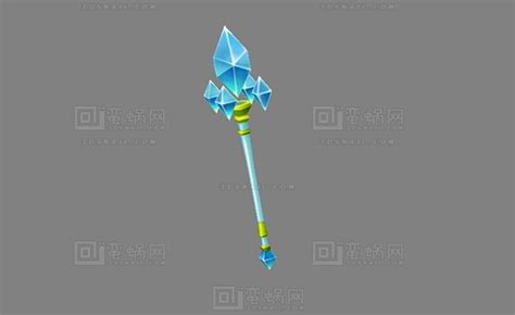 蓝水晶法杖 魔杖 冰法 冰杖 综合模型 蛮蜗网