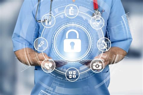 Premium Photo Healthcare Cybersecurity Doctor Holding A Digital Tablet