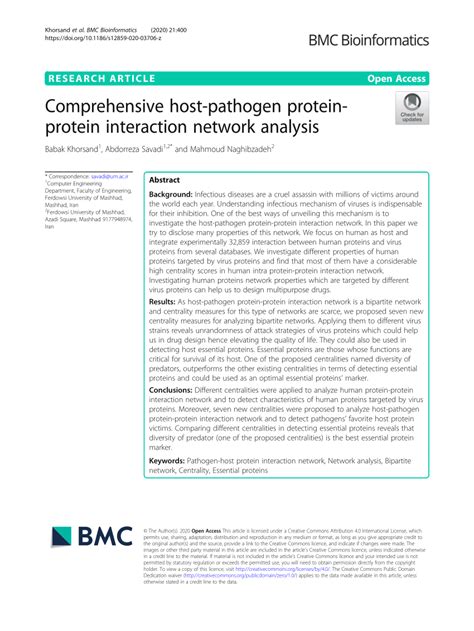 Pdf Comprehensive Host Pathogen Protein Protein Interaction Network Analysis