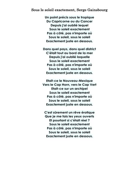 Sous Le Soleil Exactement Serge Gainsbourg