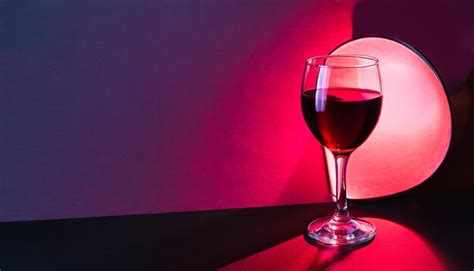Premium Ai Image Red Wine In A Glass On Dark Pink And Black Neon