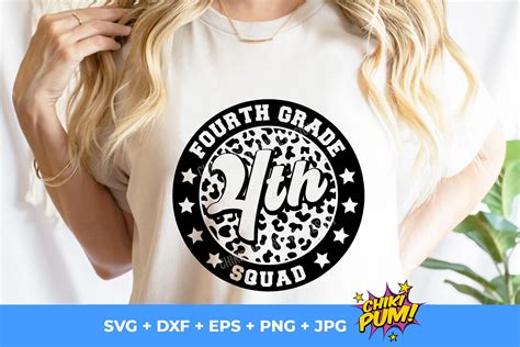 Fourth Grade Squad Svg Th Grade Squad Png Teacher Leopard Etsy