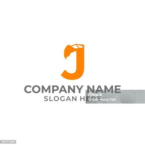 굴삭기 암이 있는 문자 J 로고 J 굴삭기 로고 서식 파일 유압 로고 이니셜 건설 산업에 대한 스톡 벡터 아트 및 기타 이미지