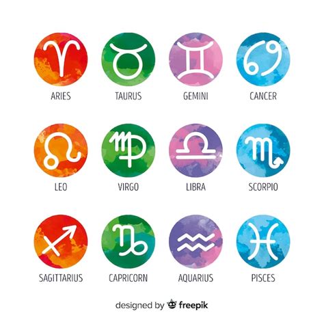 Watercolor Zodiac Signs Collectio Free Vector