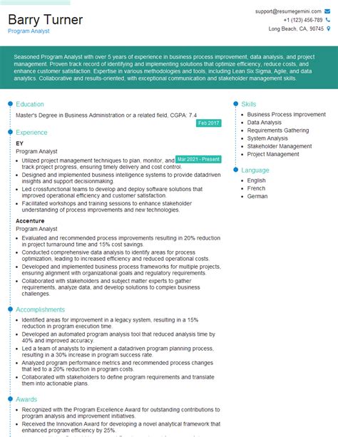 Program Analyst Resume Template Resumegemini Online Resume Builder