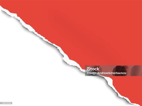 흰색 배경이있는 빨간 종이 시트의 왼쪽 아래 부분이 찢어졌습니다 벡터 용지 모형 0명에 대한 스톡 벡터 아트 및 기타 이미지 0명 가장자리 공란 Istock