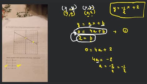 19 The Graph Shows A Linear Relationship Between X And Y Which Equation