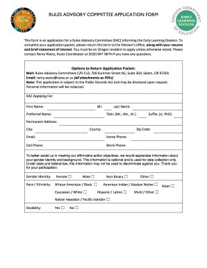 Fillable Online RULES ADVISORY COMMITTEE APPLICATION FORM Fax Email
