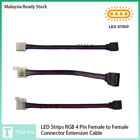 LED Strips RGB Pin Female To Female Connector Extension Cable Cm Penyambung Kable LED