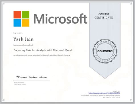 Yash Jain On Linkedin Excel Dataanalysis Coursera Certification