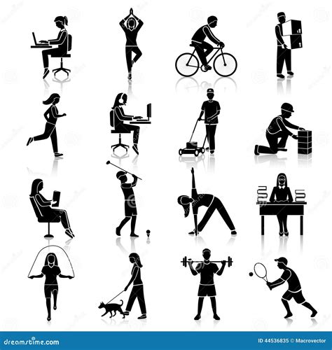Negro De Los Iconos De La Actividad Física Ilustración Del Vector