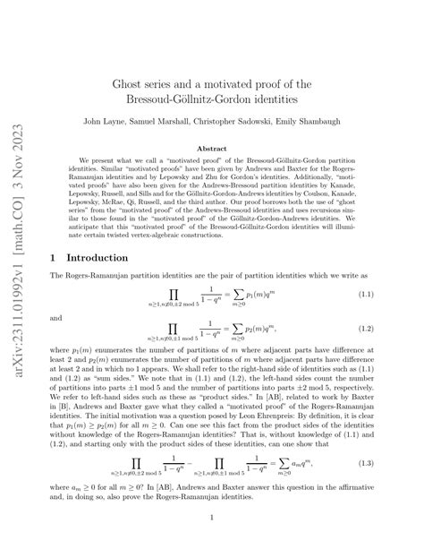 Pdf Ghost Series And A Motivated Proof Of The Bressoud Göllnitz