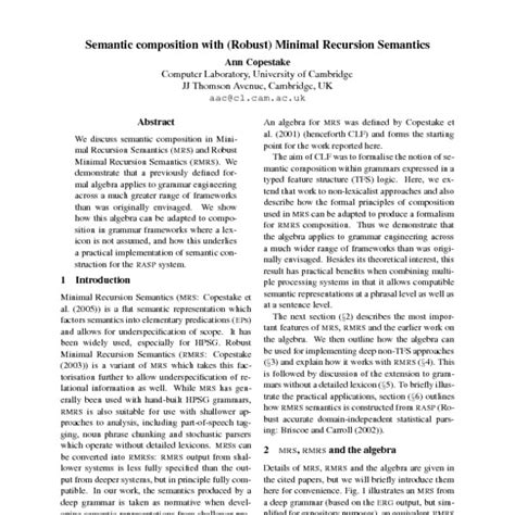Semantic Composition With Robust Minimal Recursion Semantics Acl