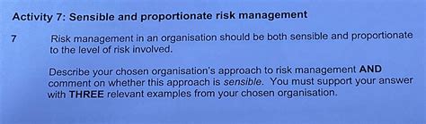Solved Activity 7 Sensible And Proportionate Risk