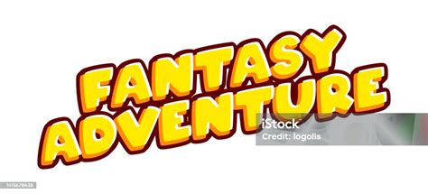 판타지 어드벤처 흰색의 다채로운 텍스트 효과 디자인 벡터에 고립 된 상상력 문구 레터링 영어로 된 텍스트 또는 비문 현대적이고 창의적인 디자인에는 빨간색 주황색 노란색이