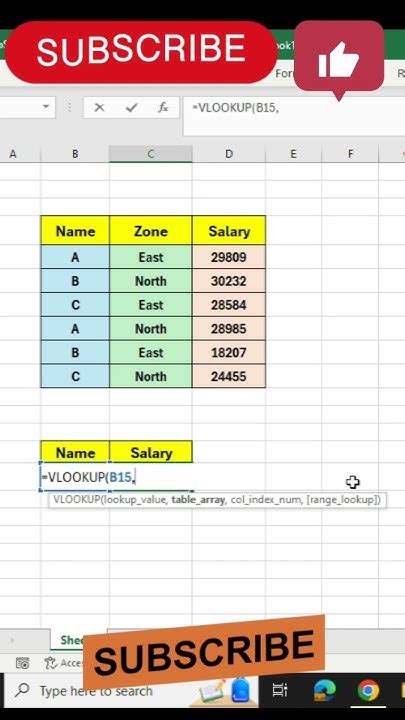 Vlookup Function Use In Excel Excel Exceltips Shorts Exceltutorial Msexcel Microsoftexcel