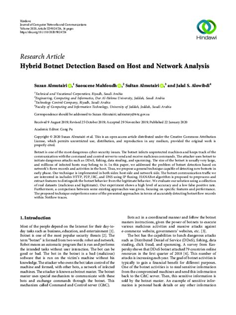 pdf hybrid botnet detection based on host and network analysis