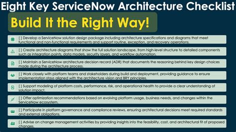 Eight Key Servicenow Architecture Checklist
